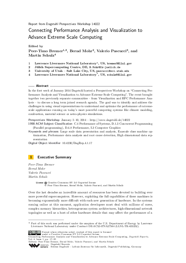 Pdf Connecting Performance Analysis And Visualization To Advance