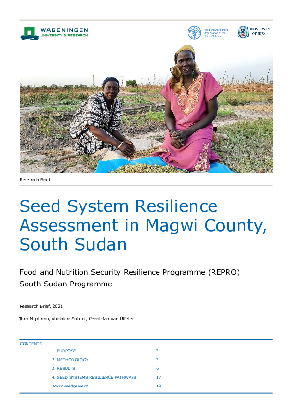 (PDF) Seed system resilience assessment in Magwi County,South Sudan ...