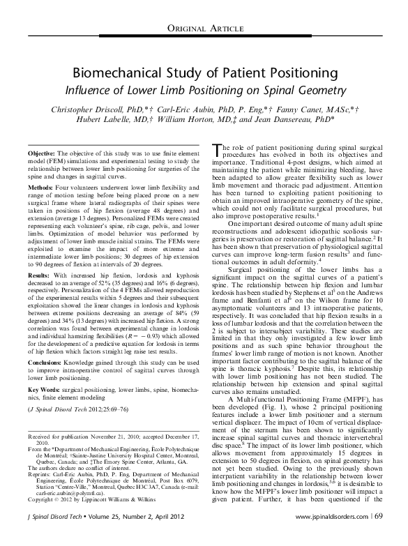 (PDF) Biomechanical Study of Patient Positioning