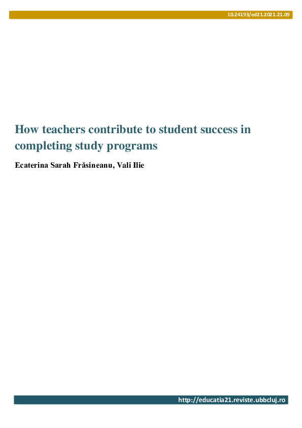 (PDF) How teachers contribute to student success in completing study ...