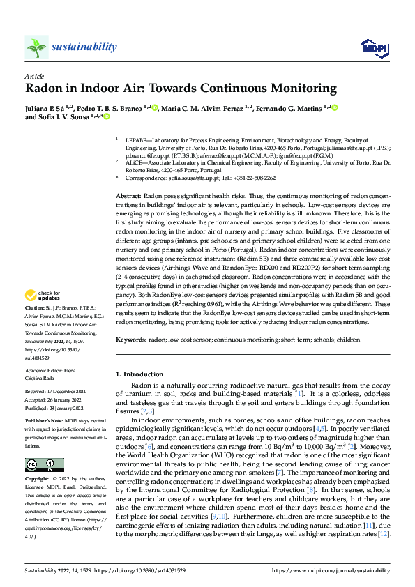 (PDF) Radon in Indoor Air: Towards Continuous Monitoring | Juliana Sá ...