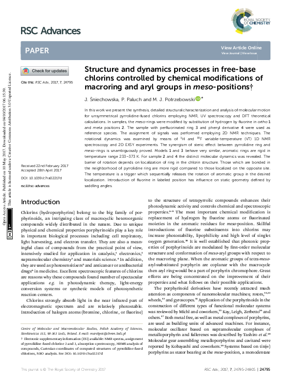(PDF) Structure and dynamics processes in free-base chlorins controlled ...