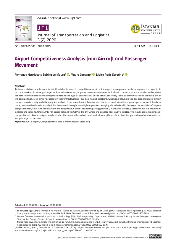 (PDF) Airport Competitiveness Analysis from Aircraft and Passenger Movement