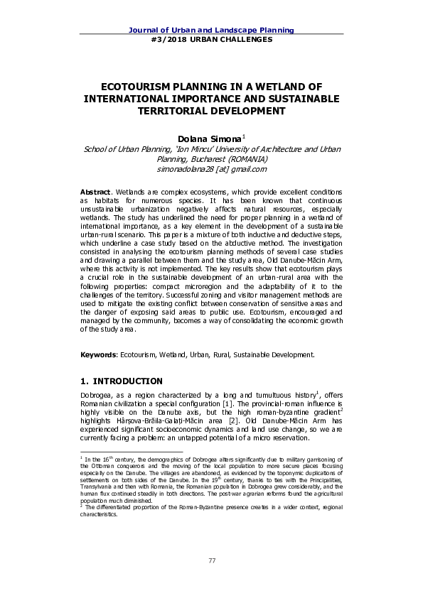 (PDF) Ecotourism planning in a wetland of international importance and ...