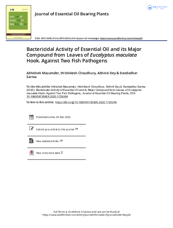 (PDF) Bactericidal Activity of Essential Oil and its Major Compound ...