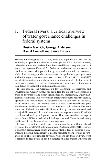 (PDF) Federal rivers: a critical overview of water governance ...