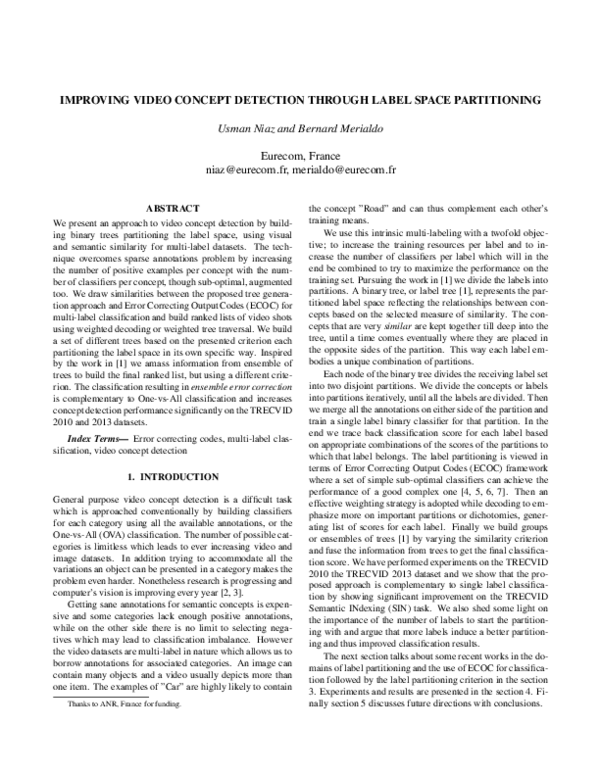 (PDF) Improving video concept detection through label space partitioning