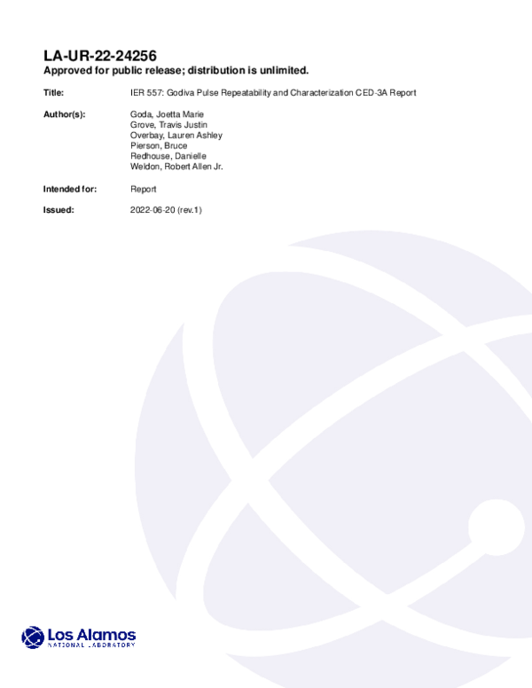 (PDF) IER 557: Godiva Pulse Repeatability and Characterization CED-3A ...