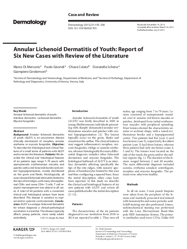 Pdf Annular Lichenoid Dermatitis Of Youth Eloy Rodriguez Diaz