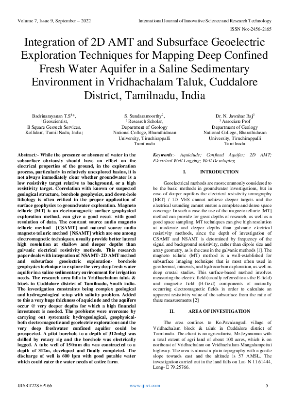 (PDF) Integration of 2D AMT and Subsurface Geoelectric Exploration Techniques for Mapping Deep ...