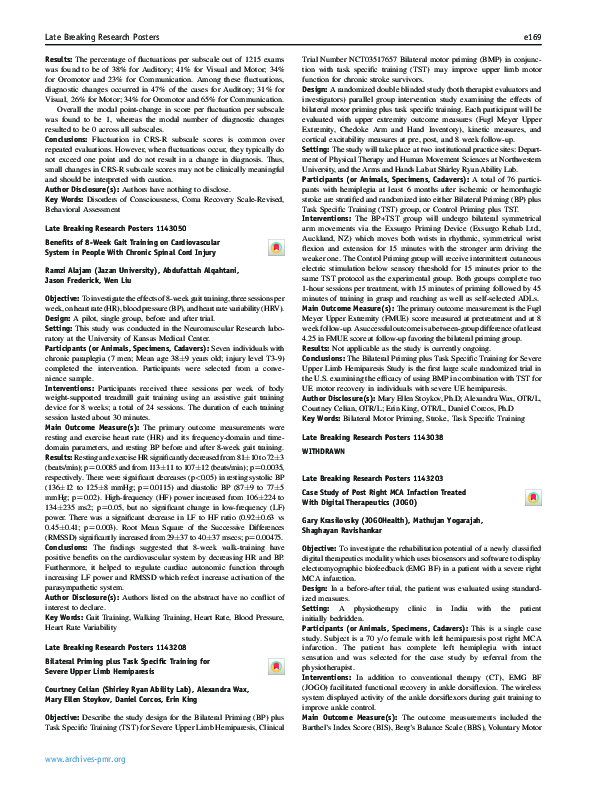 (PDF) Bilateral Priming plus Task Specific Training for Severe Upper Limb Hemiparesis