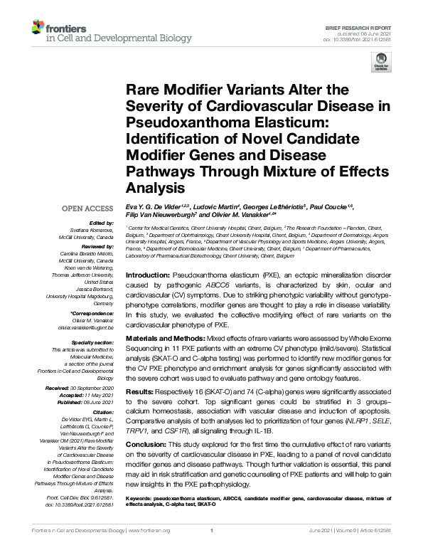 (PDF) Rare Modifier Variants Alter the Severity of Cardiovascular ...