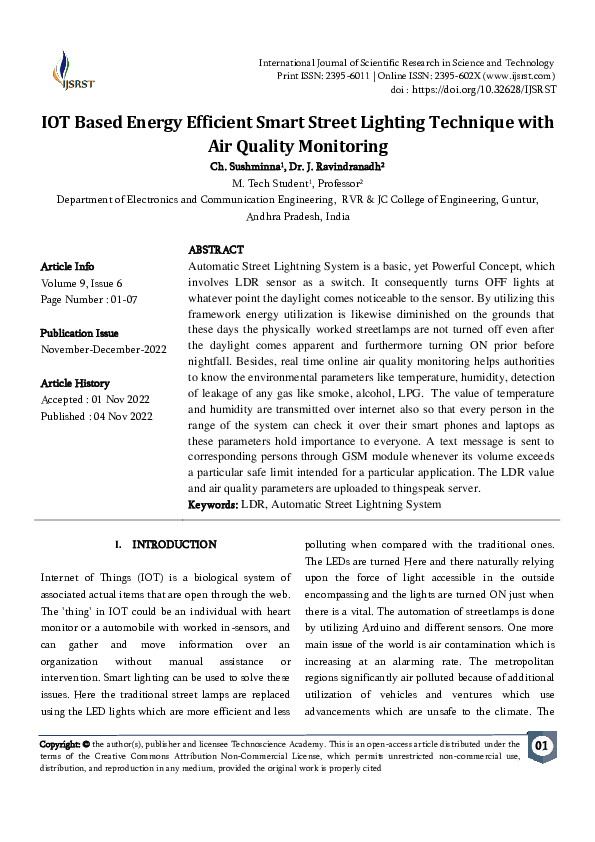 (PDF) IOT Based Energy Efficient Smart Street Lighting Technique with ... (PDF) IOT Based Energy Efficient Smart Street Lighting Technique with ...
