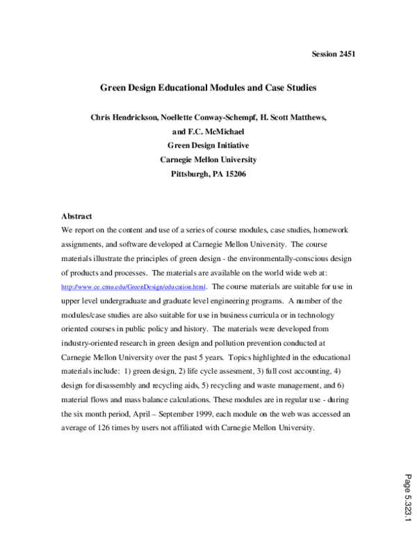 (PDF) Green Design Educational Modules