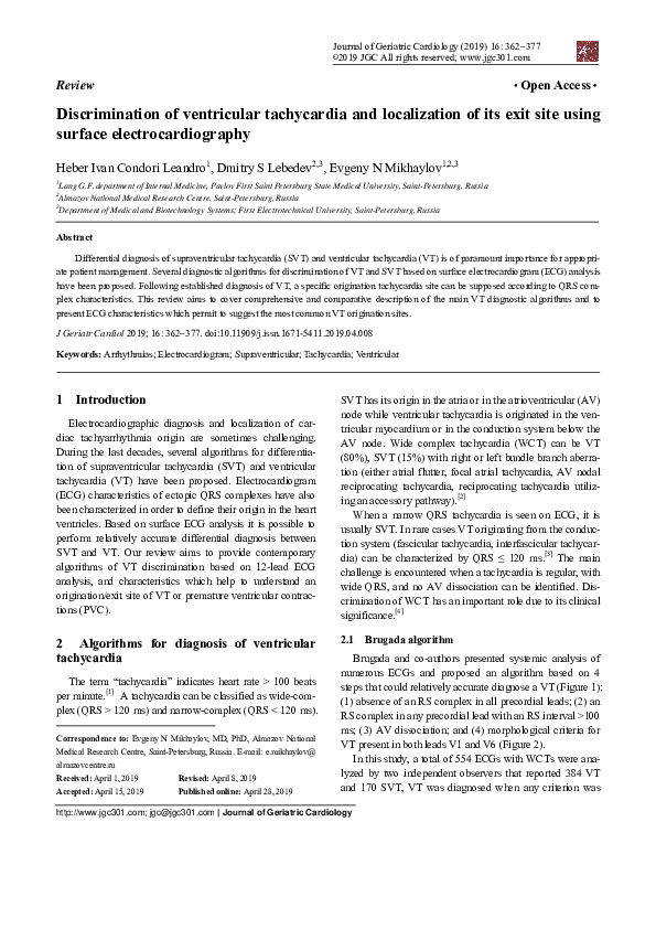 (PDF) Discrimination of ventricular tachycardia and localization of its ...