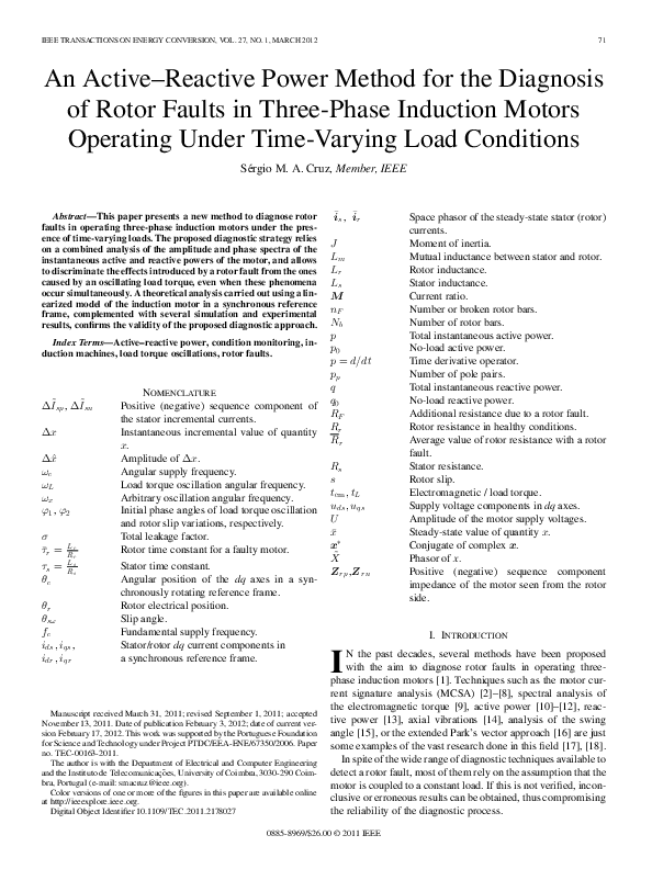 (PDF) An Active–Reactive Power Method for the Diagnosis of Rotor Faults ...