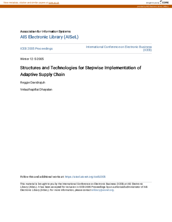 (PDF) Structures and Technologies for Stepwise Implementation of ...