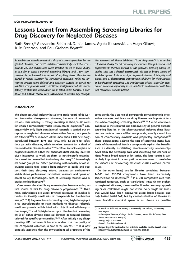 (PDF) Lessons Learnt from Assembling Screening Libraries for Drug ...