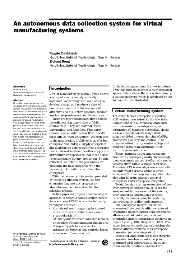 (PDF) An autonomous data collection system for virtual manufacturing ...