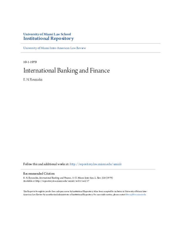 (PDF) International Banking and Finance | Emmanuel Roussakis - Academia.edu