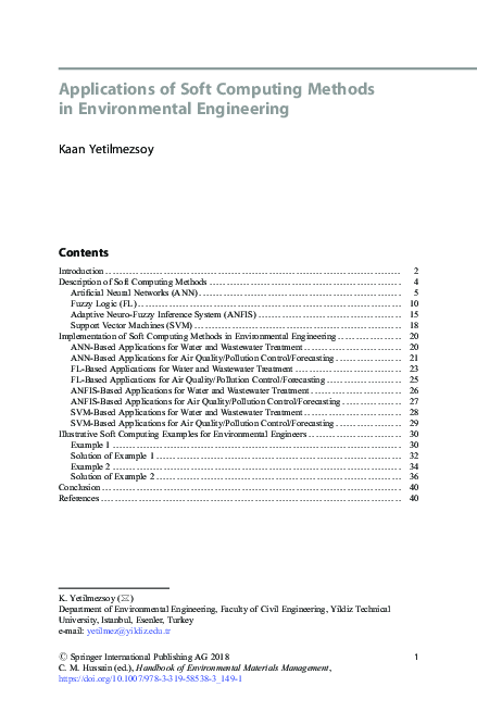 (PDF) Applications of Soft Computing Methods in Environmental Engineering