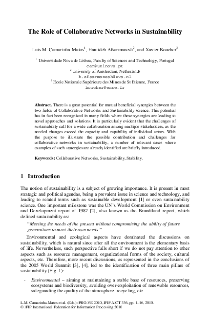 (PDF) The role of collaborative networks in sustainability