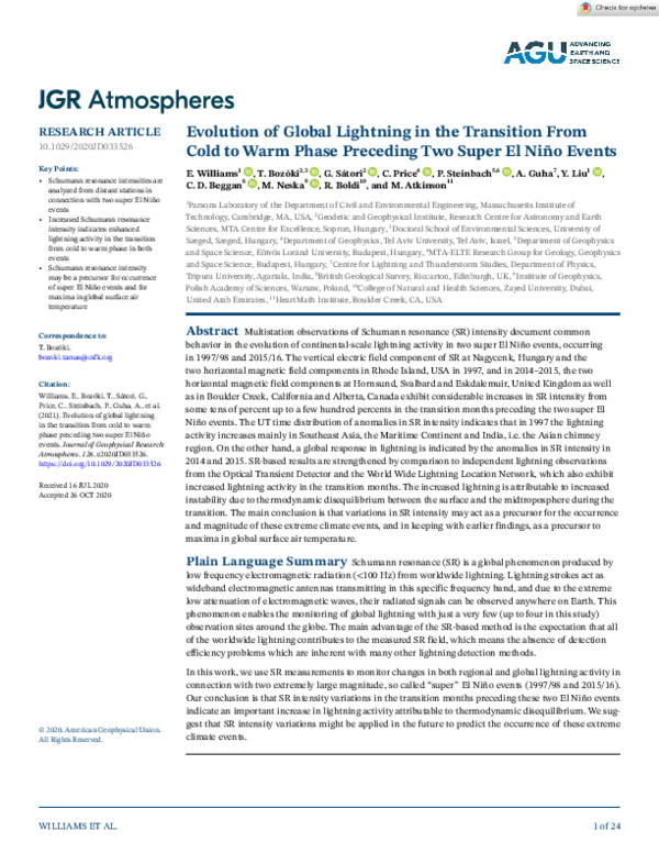 (PDF) Evolution of Global Lightning in the Transition From Cold to Warm ...