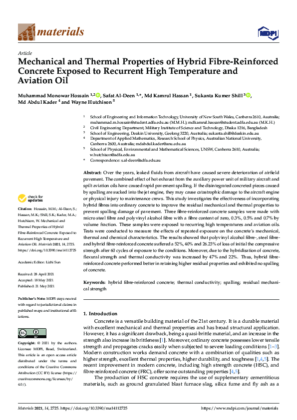 (PDF) Mechanical and Thermal Properties of Hybrid Fibre-Reinforced Concrete Exposed to Recurrent ...