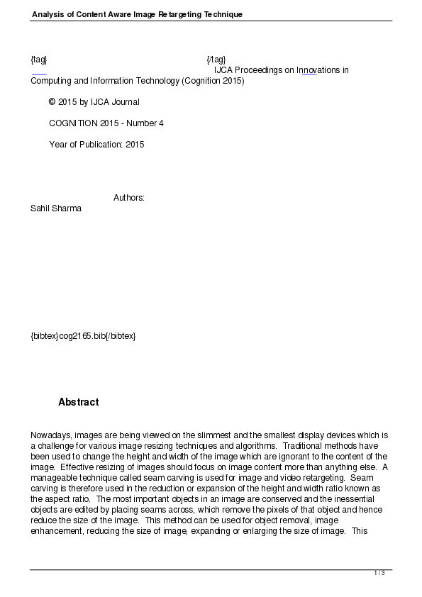 (PDF) Analysis of Content Aware Image Retargeting Technique
