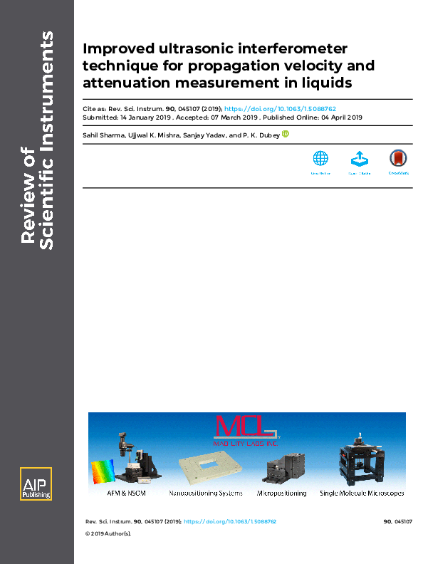 (PDF) Improved ultrasonic interferometer technique for propagation ...