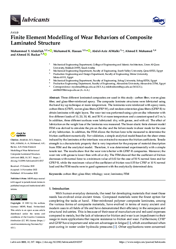 Pdf Finite Element Modelling Of Wear Behaviors Of Composite Laminated