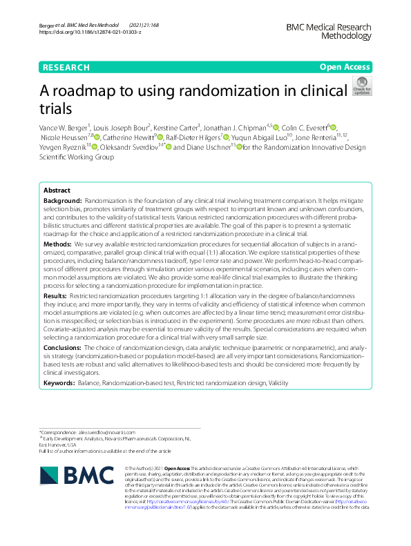 (PDF) A roadmap to using randomization in clinical trials
