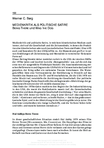 (PDF) MEDIENKRITIK ALS POLITISCHE SATIRE — BEING THERE und WAG THE DOG