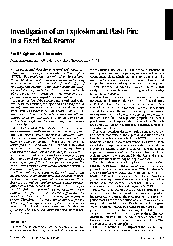 (PDF) Investigation of an explosion and flash fire in a fixed bed reactor