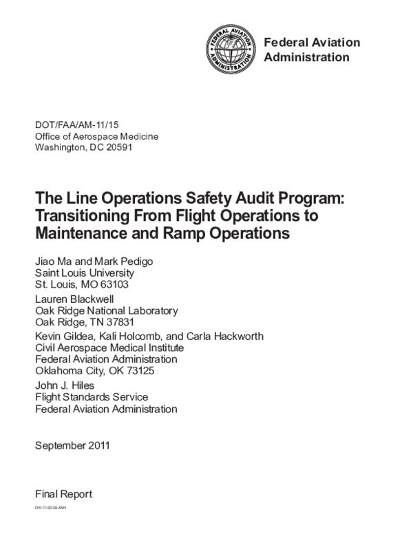 (PDF) The Line Operations Safety Audit Program: Transitioning From ...