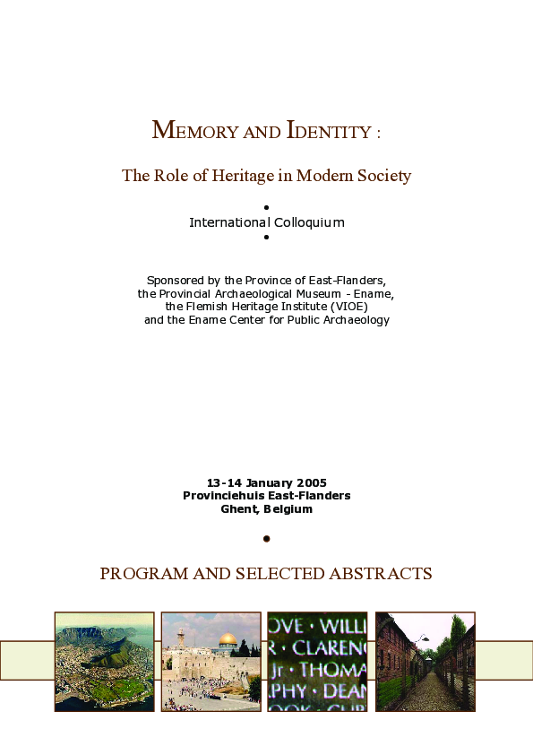 (PDF) Memory and Identity: On the Role of Heritage in Modern Society