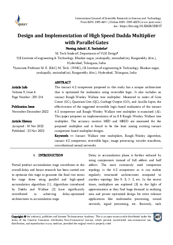 (PDF) Design and Implementation of High Speed Dadda Multiplier with ...