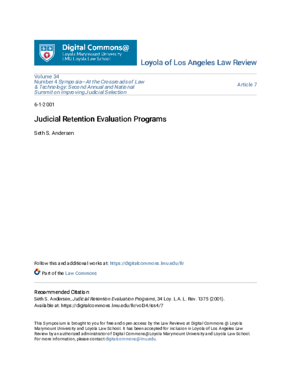 (PDF) Judicial Retention Evaluation Programs