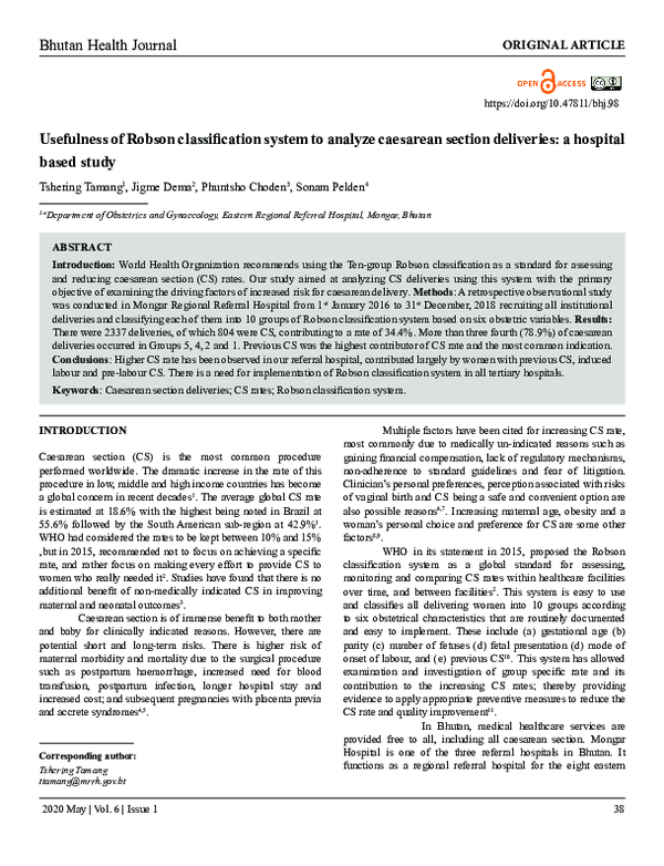 (PDF) Usefulness of Robson classification system to analyze caesarean ...