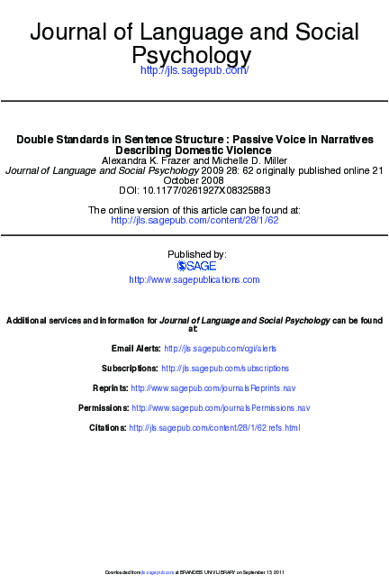 (PDF) Double Standards in Sentence Structure