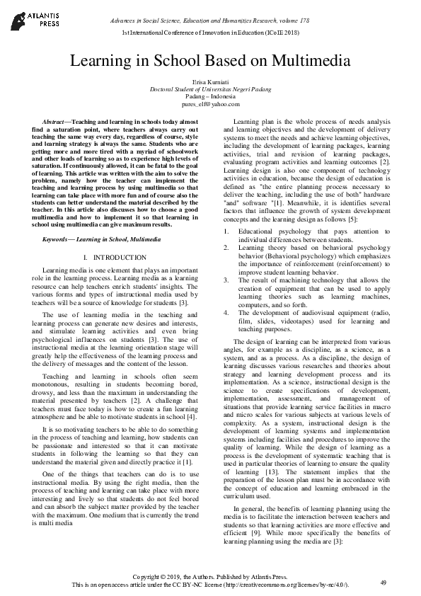 (PDF) Learning in School Based on Multimedia