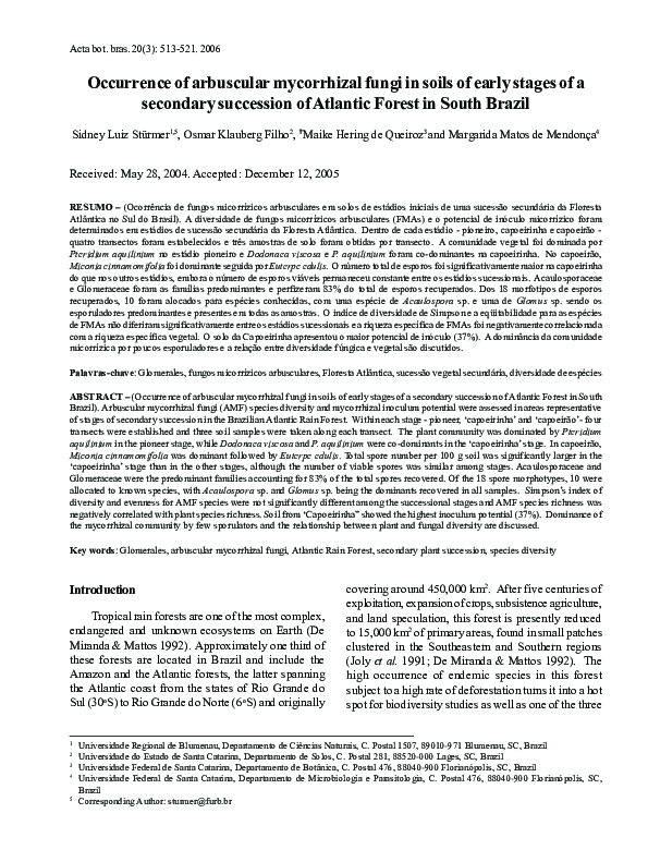 (PDF) Occurrence of arbuscular mycorrhizal fungi in soils of early ...
