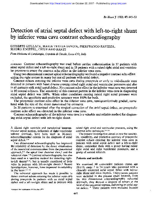 (PDF) Detection of atrial septal defect with left-to-right shunt by ...