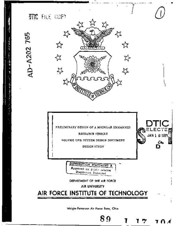 (PDF) Preliminary Design of a Modular Unmanned Research Vehicle. Volume ...
