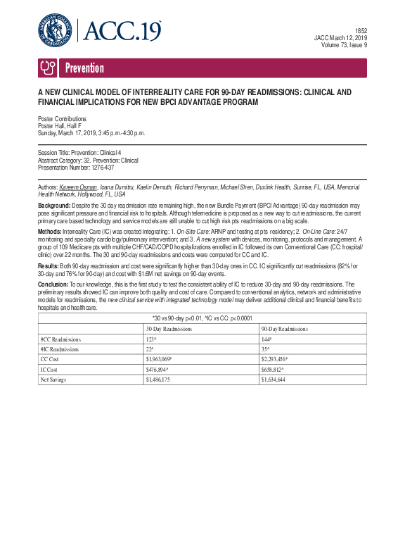 (PDF) A New Clinical Model of Interreality Care for 90-DAY Readmissions ...