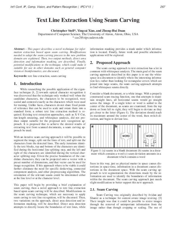 (PDF) Text Line Extraction Using Seam Carving