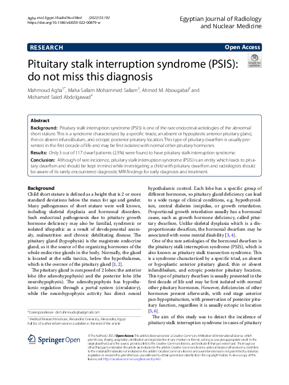 (PDF) Pituitary stalk interruption syndrome (PSIS): do not miss this ...