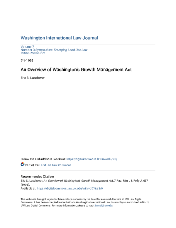 (PDF) An Overview of Washington's Growth Management Act | Eric ...