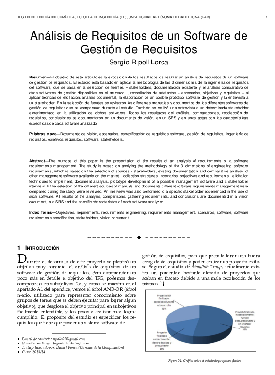 (PDF) Análisis de requisitos de un software de gestión de requisitos