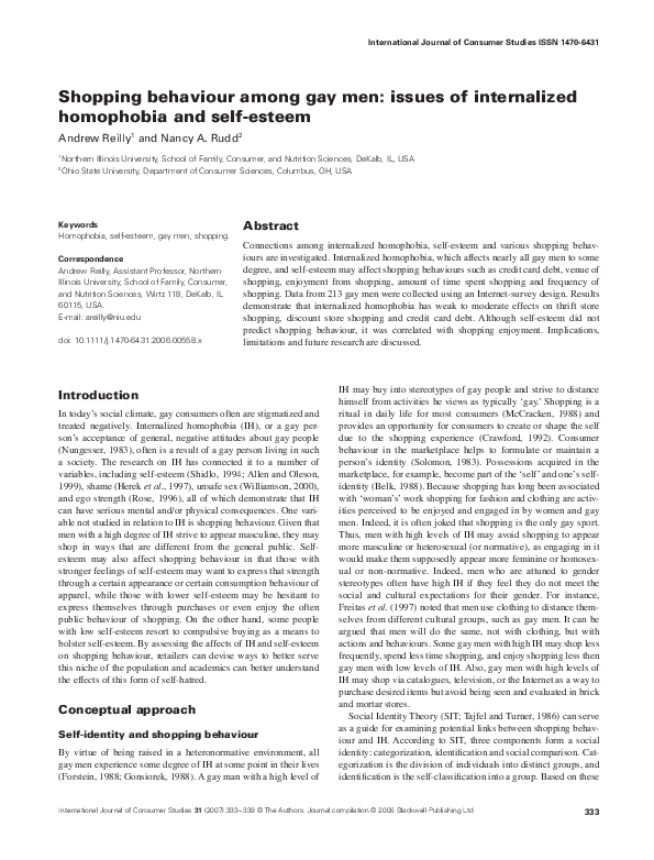 (PDF) Internalized Homophobia and Gay Men's Shopping